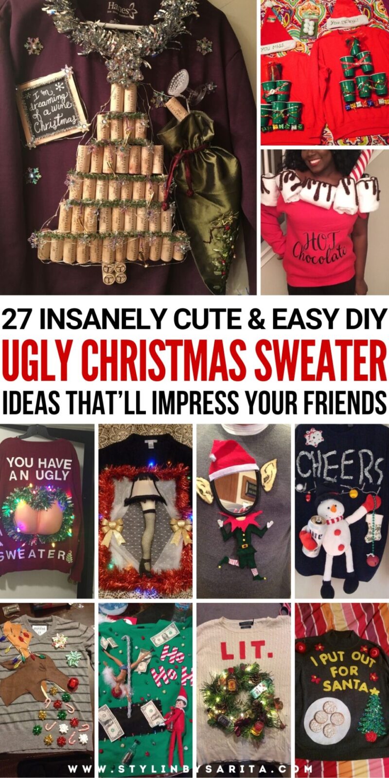 27 OF THE CUTEST DIY UGLY CHRISTMAS SWEATER IDEAS - Stylin by Sarita